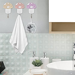 STOBAZA 3 PCS Decorative Wall Hooks Mushroom Wall Hooks Adhesive Sticky Hooks for Bedroom Bathroom Door Wall Shower Ball Hat Coat