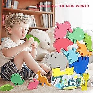 Wooden Stacking Animal Toys for Kids 3-5 Years, Animal Stacking Toys for Party Favors Classroom Exchange Gifts, Building Wooden Blocks, Family Ideal Christmas and Birthday Easter Gifts