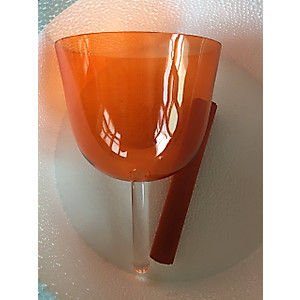 4th Octave 6.25" light orange color Crystal handle Singing Bowl 1Pcs,Perfect Musical Note D Sacral Chakra,Standard 432 or 440HZ for balancing and Yoga