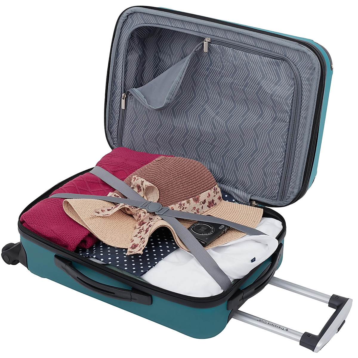 Travelers Club Chicago Hardside Expandable Spinner Luggage, Teal, 3 Piece Set