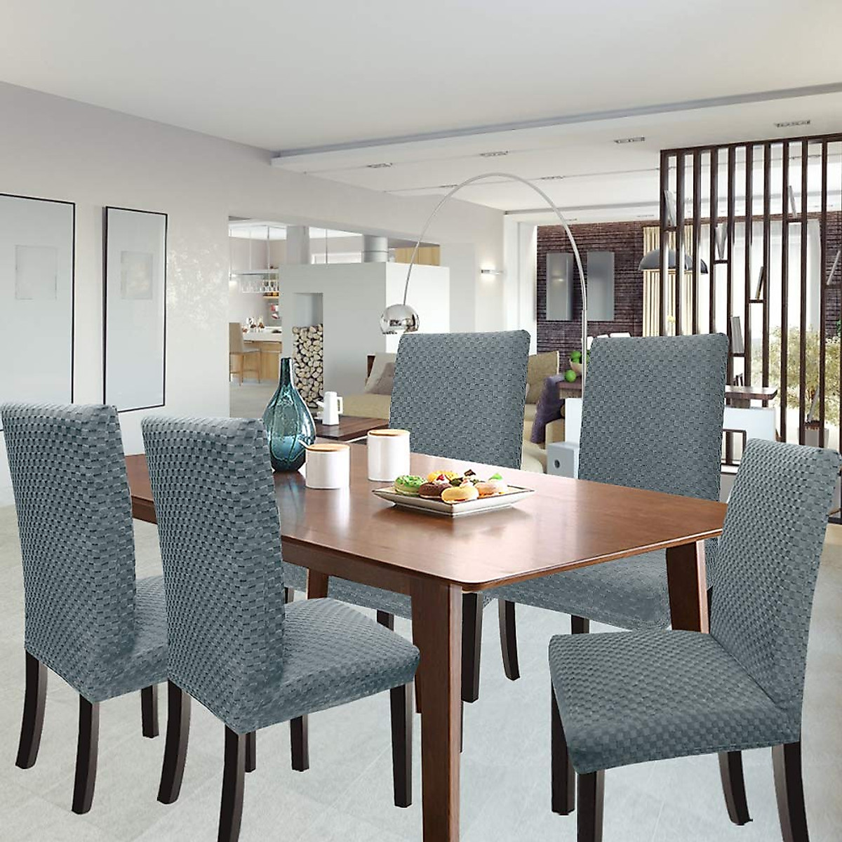 NORTHERN BROTHERS Chair Covers for Dining Room Set of 4, Stretch Fit Washable Removable Spandex Kitchen Table Parsons Chair Protectors Slip Covers, Light Grey