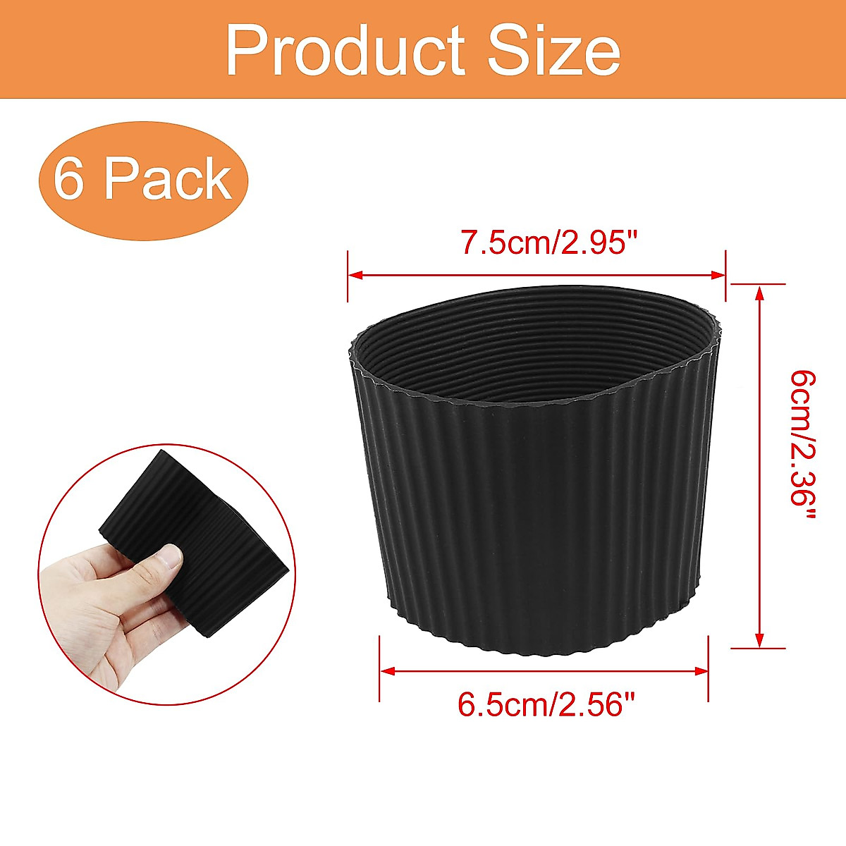 Piutouyar 6 Pcs Reusable Coffee Cup Sleeves, 6 Color Heat-resistant Nonslip Silica Gel Sleeve, Mug Cup Protector for Coffee Mug