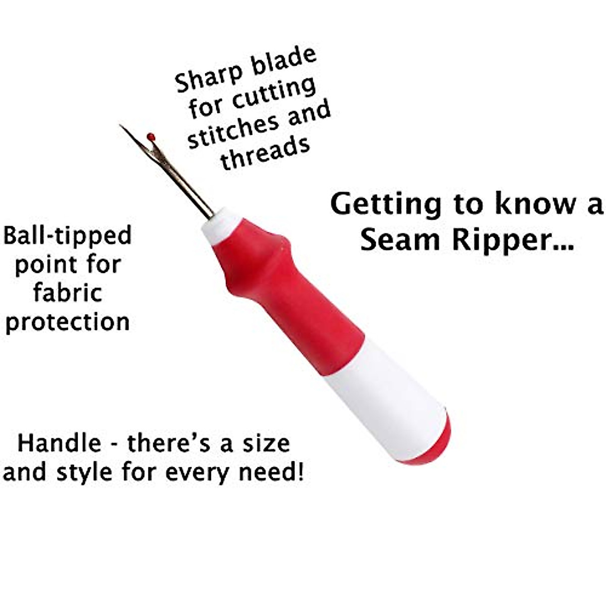 3 Pieces Ergonomic Grip Seam Ripper , Colorful Large Thread Remover for Sewing Crafting Removing Embroidery Hems and Seams