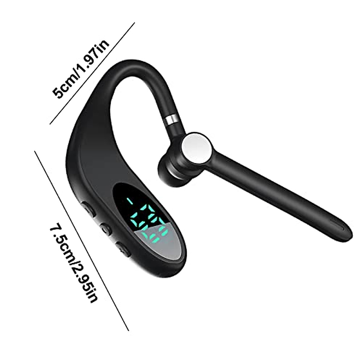 Kmonabie Bluetooth Headset with Microphone, Single Digital Display Wireless Bluetooth Headset 5.0 Wireless Car Driving Earbuds Ipx5 Waterproof Earphone