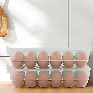 Saedy Plastic Egg Containers with Lid, 2 Pack Egg Holder Refrigerator Organizer Bin Tray