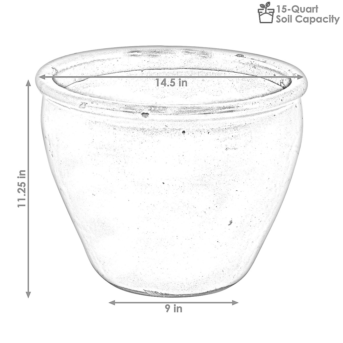 Sunnydaze Large Ceramic Planter - Indoor or Outdoor Plant Pot with Drainage Holes - Seafoam Glaze Finish - 15" - Chalet