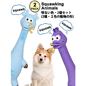 SCHITEC Squeaky Dog Toys, [2 Pack] Squawking Latex Toy with Interactive Squeaker, Squeak Rubber Duck Chicken for Medium Small Dogs