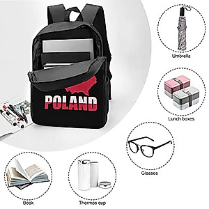 Poland Map Flag Casual Backpack Fashion Shoulder Bags Adjustable Daypack for Work Travel Study