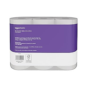 Amazon Basics Soft and Strong 2-Ply Toilet Paper, 6 Ultra Rolls = 24 Regular Rolls, Unscented, 340 Sheet (6 Rolls)