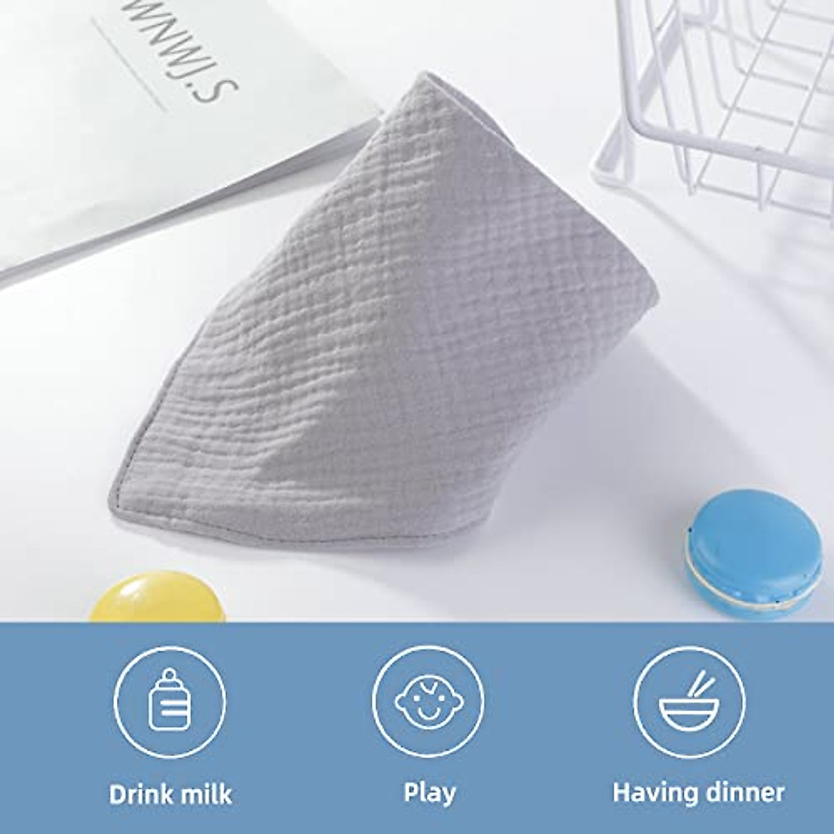 Muslin Baby Bandana Drool Bibs for Drooling and Teething Eating 12 Colors Cotton Bibs for Newborn Girls Boys Unisex Stylish