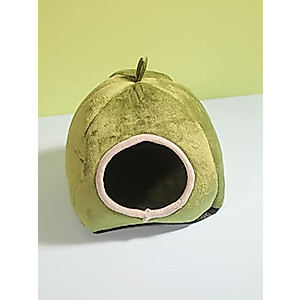 QWINEE Pet Portable Fruit House Hut Cozy Warm Sleeping Bed Hanging Nest Accessories for Hamster Guinea Pig Hedgehog Chinchilla Hamster and Small Animals Green One Size