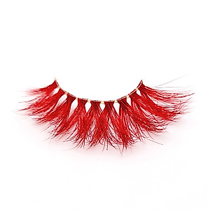 MISSLADY Colored Lashes 18mm 3D Real Mink Red Lashes Strips Red Eyelashes (M3D-302, 18mm, 1 Pair)