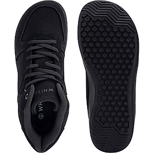 WHITIN Men's Wide Toe Box Canvas Minimalist Barefoot Shoes Width Zero Drop Minimus Sneaker Male Size 10 Hightop Minimal Walking Boxing Casual All Black 44