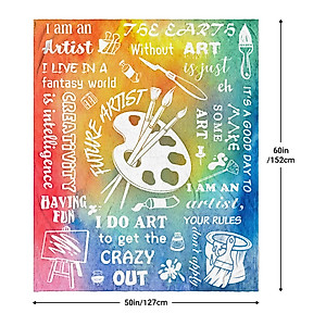 Muxuten Gifts for Artists - Artist Gifts Blanket 60"X50" - Art Teacher Gifts - Gifts for Artists Women - Art Gifts for Girls - Gifts for Painters - Drawing Gift, Birthday Gift for Art Lovers Teen Kids