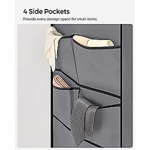 SONGMICS Portable Closet, Wardrobe Closet Organizer with Cover, 3 Hanging Rods and Shelves, 4 Side Pockets, 51.2 x 17.7 x 65.7 Inches, Large Capacity for Bedroom, Living Room, Gray URYG092G02