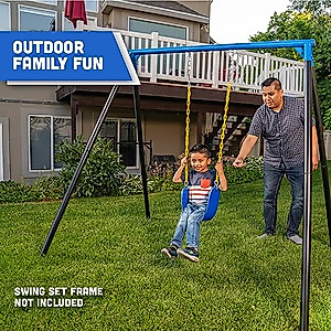 Squirrel Products Heavy Duty Strap Swing Seat - Playground Swing Seat Replacement and Carabiners for Easy Install - Blue