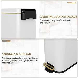 Doyingus 4 Gallon Trash Can with Lid Soft Close, Slim Stainless Steel Garbage Can with Removable Inner Bucket for Bathroom, Office (White)