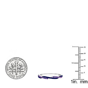 Dazzlingrock Collection 10K Round Amethyst & Blue Sapphire Ladies Wedding Swirl Stackable Band, White Gold, Size 6