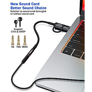 USB to 3.5mm Jack Audio Adapter USB C to 3.5mm Female AUX Adapter USB A Sound Card TRRS 4 Pole for Headphone Speaker PS4 PS5 PC Compatible with Pixel 5 4 3 XL Samsung Galaxy S21 S20 FE and More