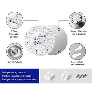 Siomen,Dimmable 7" 36W,120V,3CCT 3500K/5000K/6500K CRI85,LED Light Engine Retrofit Kit,Ceilining Fan Kit,LED Board for Ceilining Flush Light,Round LED Panel Circle Fluorescent Bulb