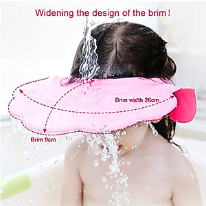 Maveek Baby Bathroom Safety Visor Caps Child Shower Cap，Adjustable Sticker, Comfortable, Soft, Safe, Waterproof & Elastic Ring Hat – for Showers, Bathing, Hair Cut, Pool, Beach, Toddlers (Pink)