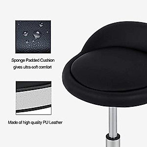 BBBuy Adjustable Relief Hydraulic Massage Stool Facial Spa Tattoo Beauty Rolling Bar Stools Swivel Hydraulic Chair with Back Rest (Black/White)