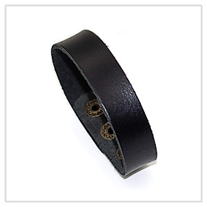 Mgutillart Punk Vintage Alloy Buckle Wristband Leather Cuff Bracelet(Black)