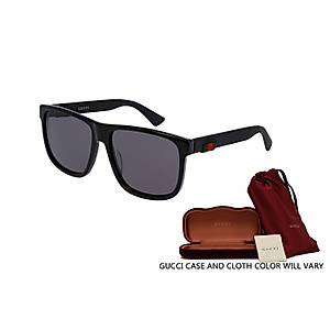 Gucci GG0010S 001 58M Black/Grey Square Sunglasses For Men For Women+FREE Complimentary Eyewear Care Kit