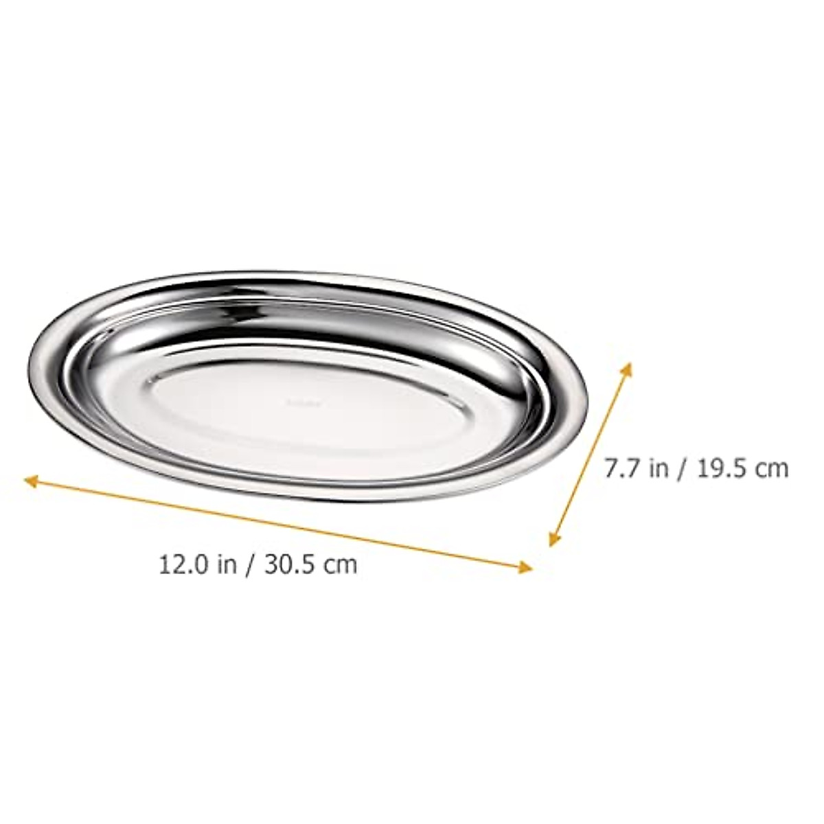 Hemoton Sizzle Platter Serving Platter Oval Fish Dish Stainless Steel Fish Plate Metal Food Serving Tray for Steaming Fish Dessert Meat Sushi Platter Silver Sizzle Platter Serving Platter 30.5CM
