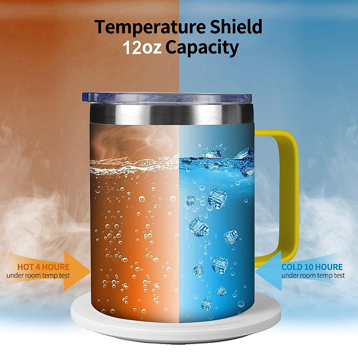 WFSJRED Theater Gifts 12 oz Insulated Mug for Coffee Mug with Leak-Resistant closeable hot lid for hot Drinks with Handle Broadway Gifts for Musicians (HAMILTON)