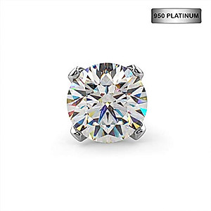 FreshTrends SI1-2mm (.03 ct.) Diamond 950 Platinum Nose Ring L Post - 20G