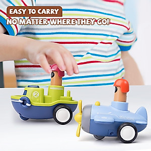 LiKee Toy Cars for Toddlers 1 2 3 4 Years Old Boy Girl, 4 Pcs Pull Back Cars for 18+ Months Baby Infant Gift, Kids Trucks Push and Go Back Friction Powered Vehicles (Transport)