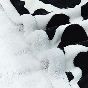 Cow Print Blanket Sherpa Blanket Fuzzy Fleece Flannel Soft Cozy Cute Animal Throw Blanket for Couch/Sofa/Bed, 50x60 in
