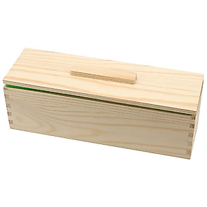 ZOENHOU 3PCS 42oz Green Soap Molds with 3 Lids, Flexible Rectangular Silicone Soap Making Molds Kit with Wood Box DIY Tool Set for Soap Making Supplies