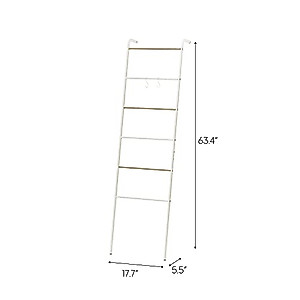 IRIS USA Clothing Rack, Blanket or Garment Ladder, Easy to Assemble, Standing Metal Sturdy Garment Rack, Small Space Storage Solution, Modern Versatile Design, Long-Term Durability, Ladder, White