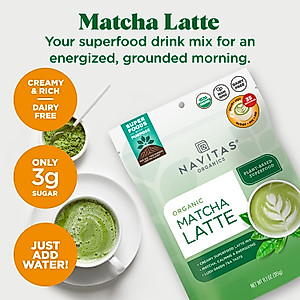 Navitas Organics Matcha Latte, 11.1oz Value Size Bag, 35 Servings — Organic, Non-GMO, Dairy-Free