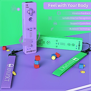 KDYGPDCT Wii Controller 2 Pack,Wii Remote Controller Black and White 2 Set with Wrist Strap for Nintendo Wii/Wii U Console(Green + Purple)