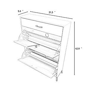 Wekity Shoe Cabinet, Space-Saving Shoe Storage Cabinet with 2 Flip Drawers (Red)
