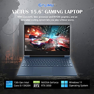 HP Victus 15.6" Full HD 144Hz Gaming Laptop, Intel Core i5-13420H, 16GB Memory, NVIDIA GeForce RTX 3050, 512GB SSD, Bluetooth, Wi-Fi, Backlit Keyboard, Windows 11, Performance Blue