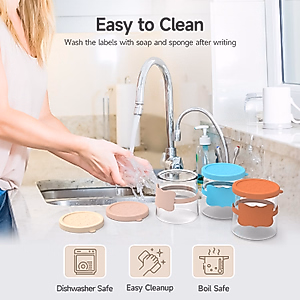 Sophico Oui Yogurt Jar Lids Silicone, 12 Pack Leak Proof Covers Fit For 5oz Yoplait Glass Jars with Silicone Reusable Bottle Labels, Airtight, Dishwasher Safe & BPA Free (Container Not Included)