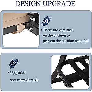 Oakmont Outdoor Furniture 3 Piece Conversation Bistro Set Rocking Chairs and Glass Top Table, Thick Cushions, Black Steel (Brown)