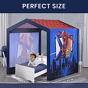 Marvel Spider-Man Indoor Playhouse with Fabric Tent for Boys and Girls by Delta Children, Great Sleep or Play Area for Kids - Fits Toddler Bed, Greenguard Gold Certified