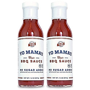 Keto Barbecue BBQ Sauce by Yo Mama's Foods – (Pack of 2) - Vegan, No Sugar Added, Low Carb, Low Sodium, Gluten Free, Paleo, and Made with Whole Non-GMO Tomatoes!