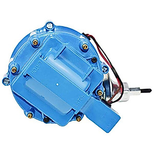 A-Team Performance - HEI Complete Distributor 6 Cylinders - Compatible with Ford Inline 6 65K Coil 144, 170, 200, 250 5/16 Hex Shaft One Wire Installation, Blue Cap