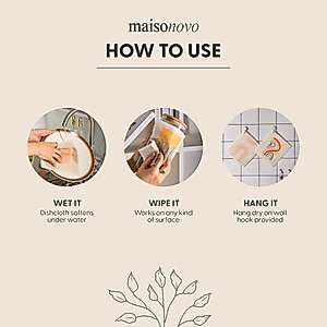 MAISONOVO Swedish Dishcloths | Swedish Dish Towels - Modern Pack of 4 | Reusable Paper Towels | Reusable Dishcloths | Swedish Dishcloths for Kitchen