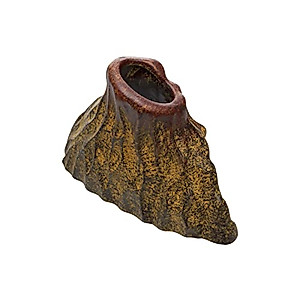 Plecoceramics Aqaurium Volcano Ceramic Decoration, Hideout Log Ornament Hiding Place for Plecos Cichlids Betta Fish