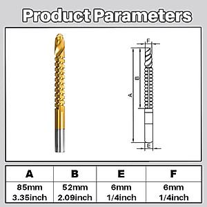 Mrosnail Tapered Reamer Set with T Handle, 3-13mm (1/8''-1/2'') & 5-16mm (3/16"-5/8") 6 Fluted, Carbon Steel Hex Shank for Guitar Woodworking - 2pcs