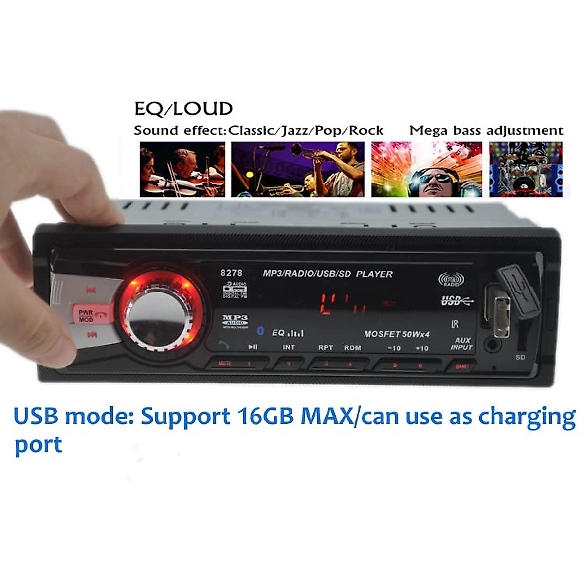 Polarlander Car Radio Audio USB Port SD Card Slot Player Receiver Bluetooth Hands-Free with Remote