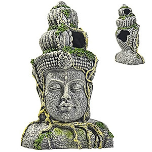 PTFJZ Aquarium Decorations Fish Tank Buddha Decor Suitable for Betta Cichlids Hide Rest Lizard Turtle Reptile Decoration Create an Exotic Zen Fish Tank Decorations