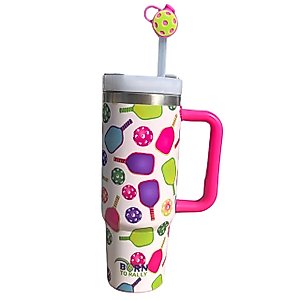 born to rally Pickleball Tumbler- 30oz (Pink Multi)